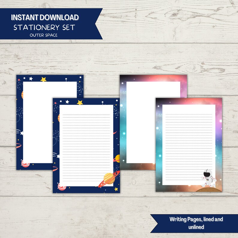 Outer Space Printable Stationery, Printable Paper, Writing Paper ...