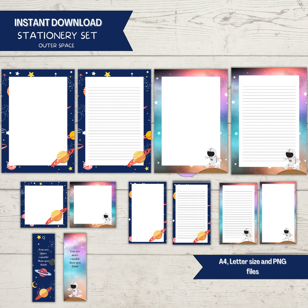 Outer Space Printable Stationery, Printable Paper, Writing Paper ...