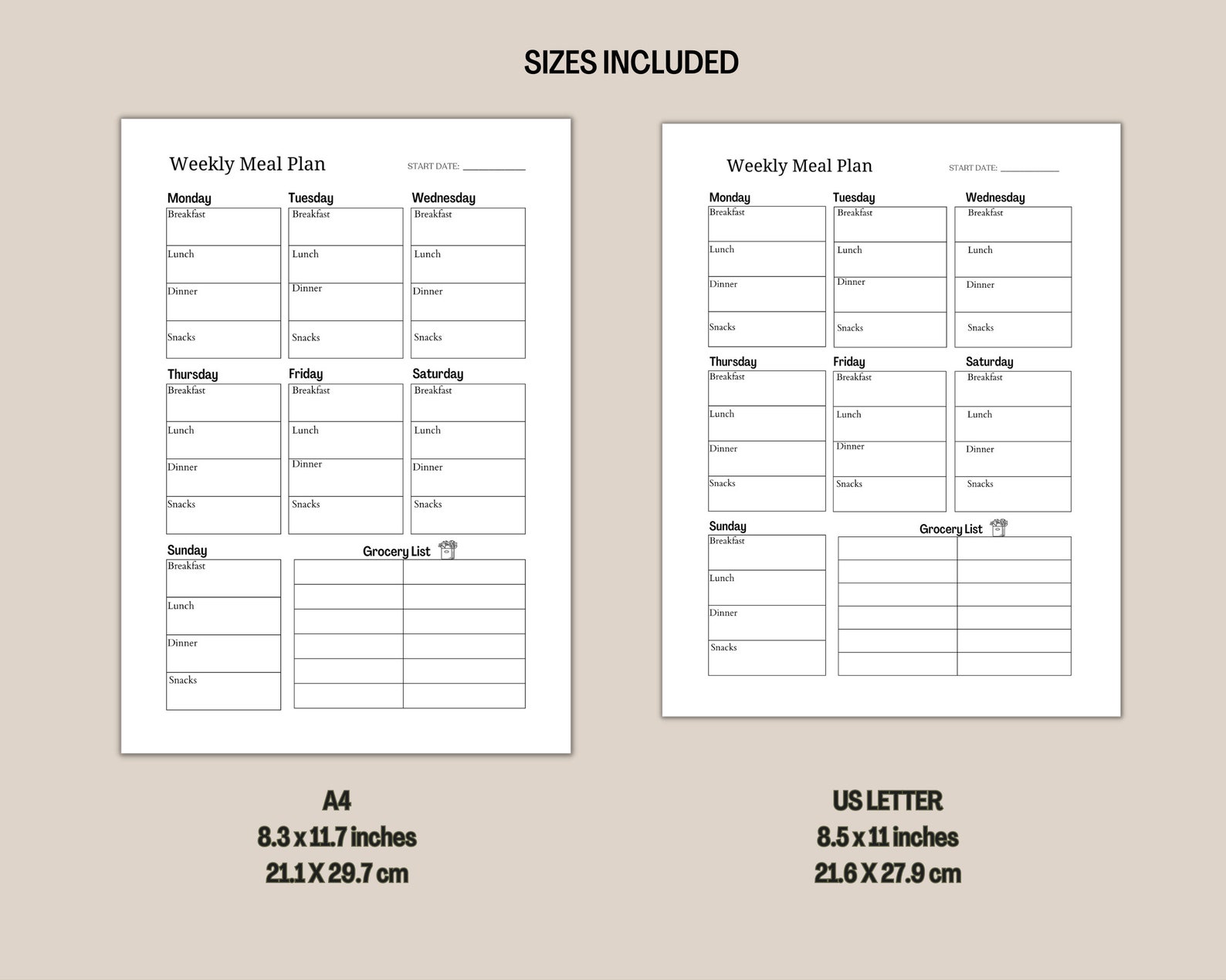 Weekly Meal Planner, Printable Meal Plan, Digital Menu Plan, Food ...