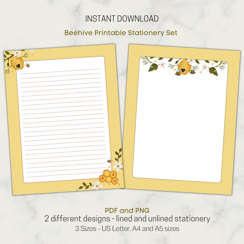 Digital Beehive Printable Stationery , Bee Stationery Printable ...