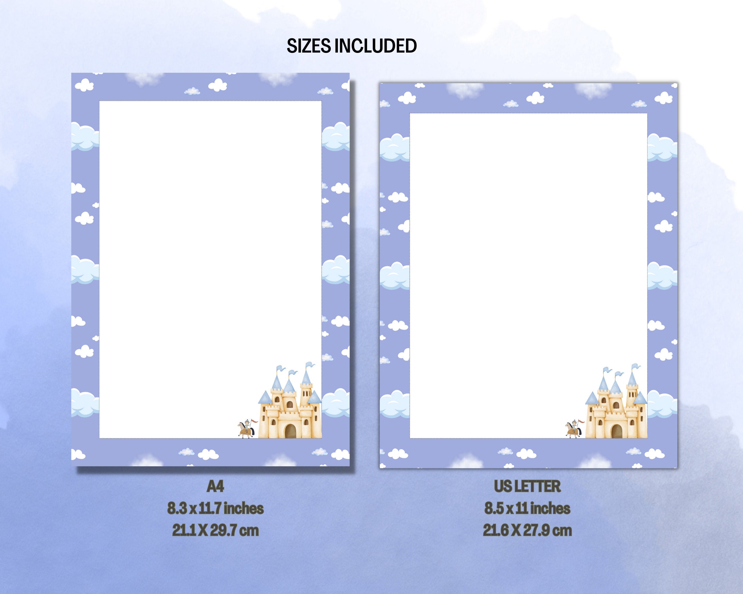 Blue Castle Stationery Set: Lined & Unlined (digital Download) - Etsy
