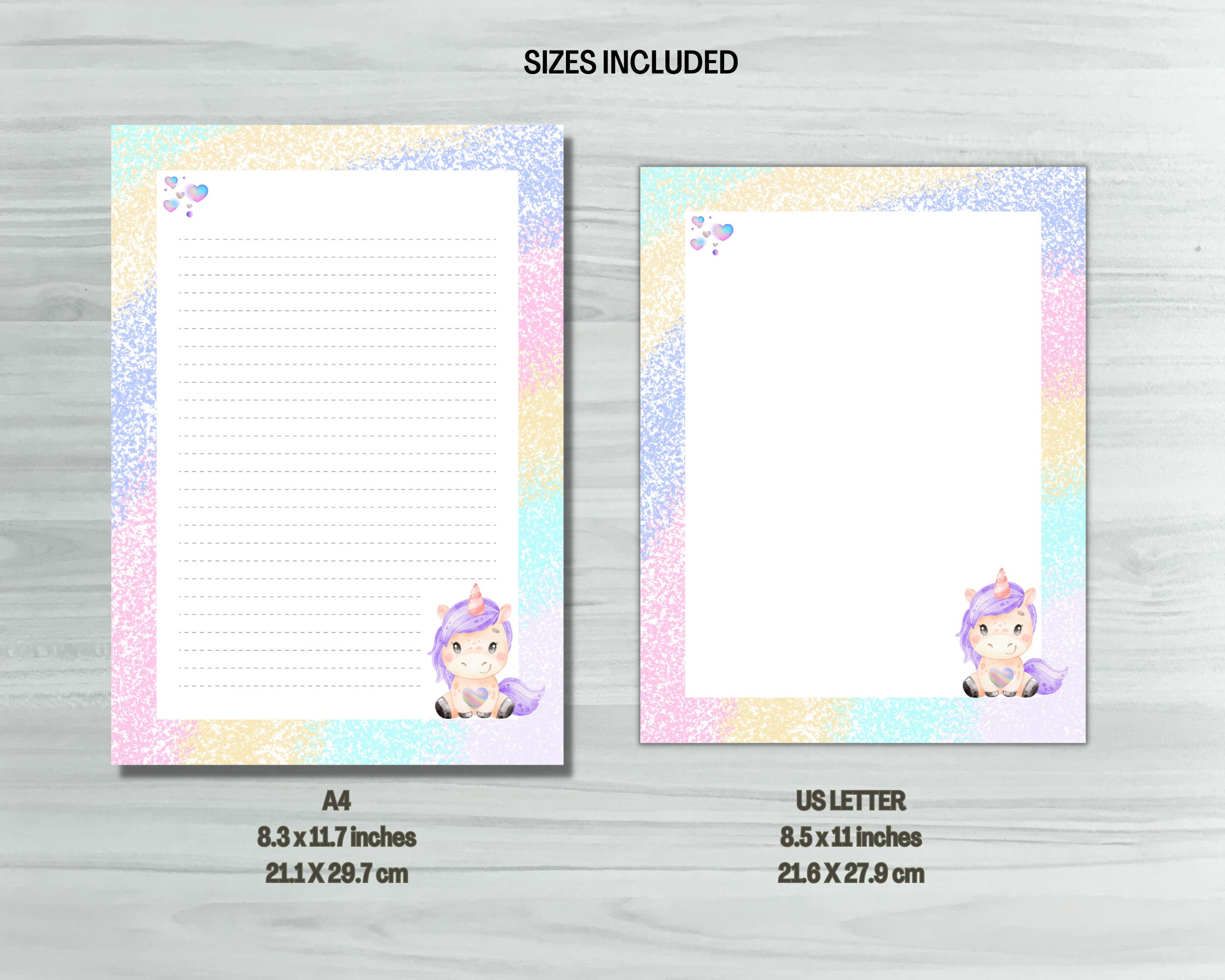 Unicorn Printable Stationery Paper, Lined and Unlined, A4 and Letter ...