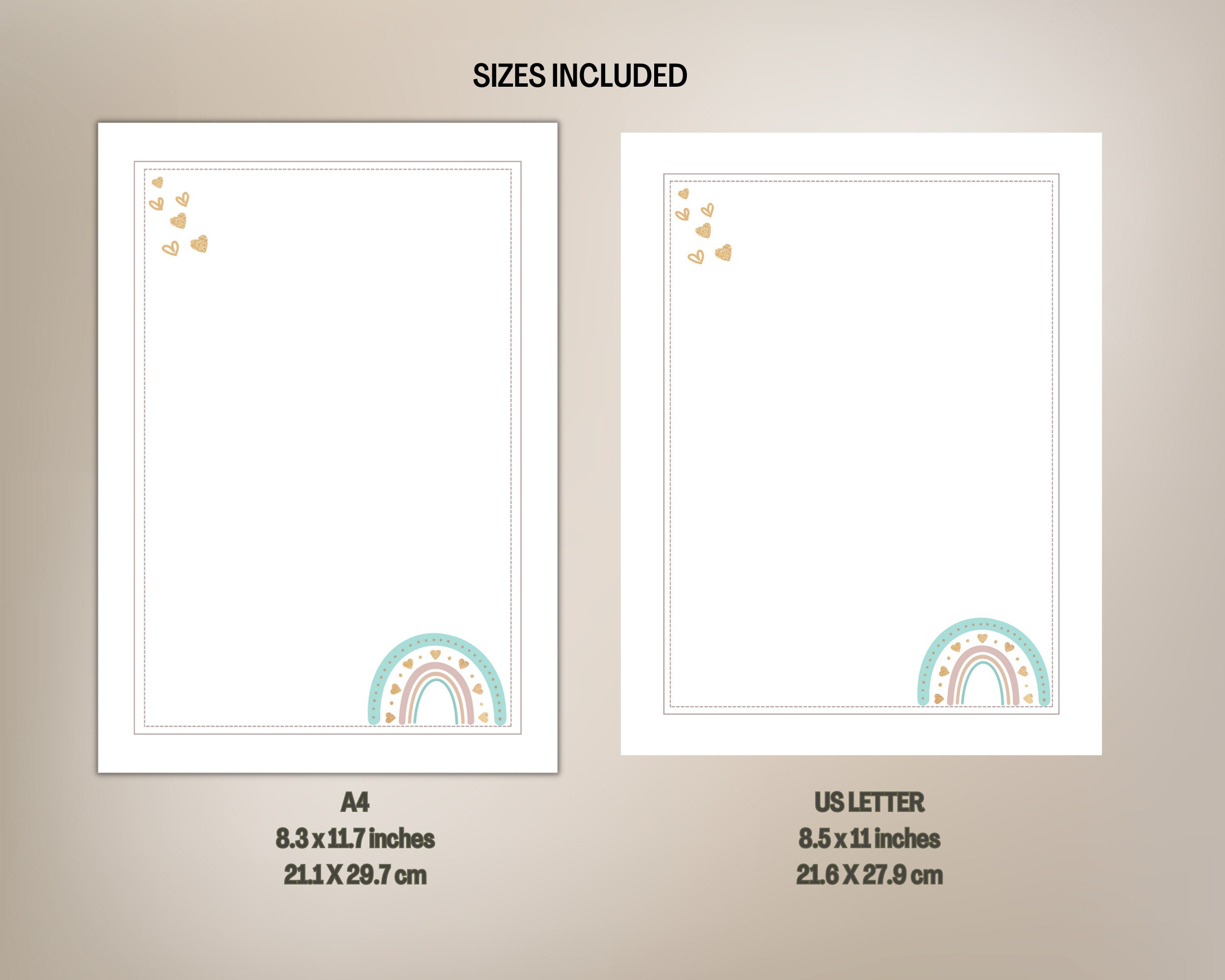 Rainbow Stationery: Lined & Unlined Writing Paper (digital Download) - Etsy