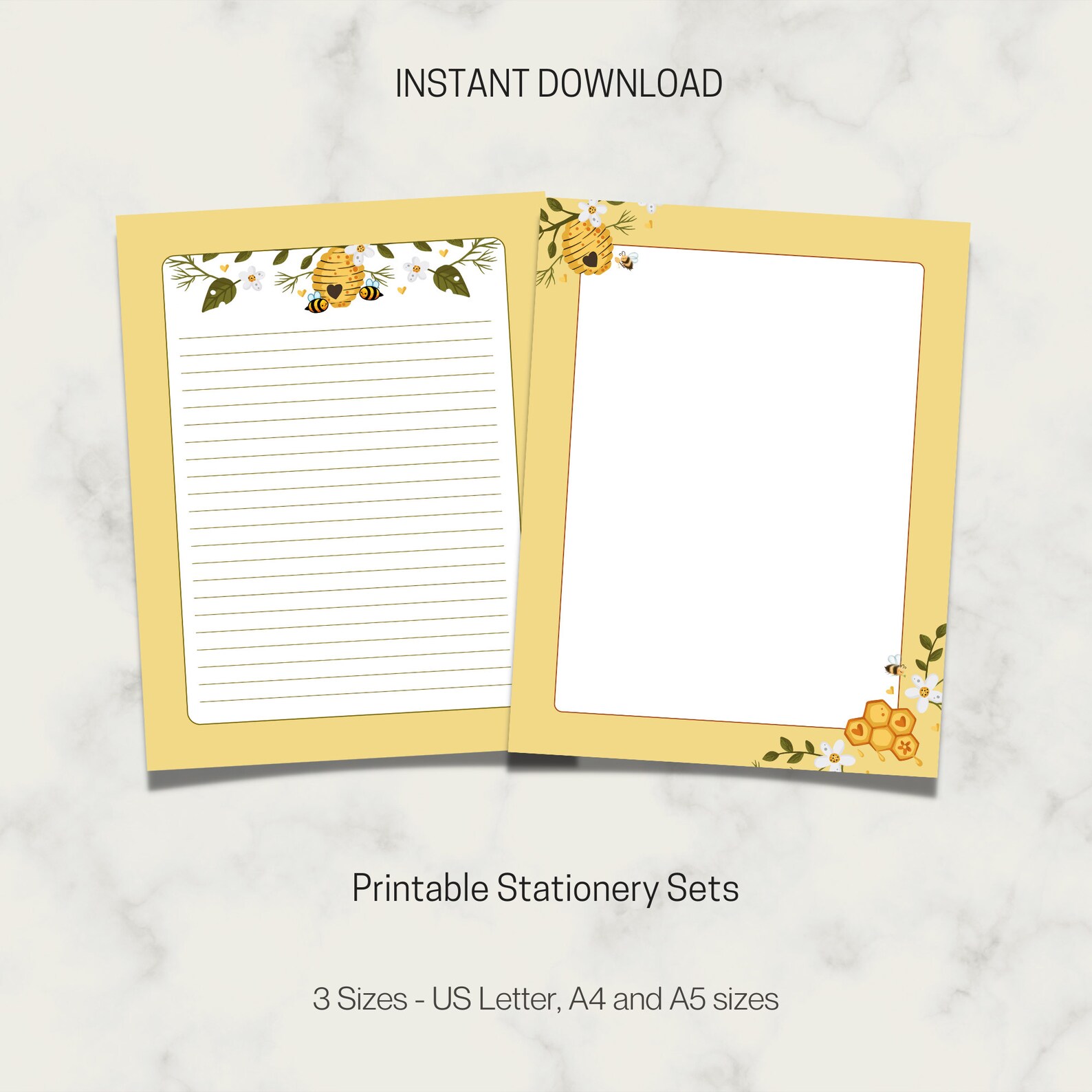 Digital Beehive Printable Stationery , Bee Stationery Printable ...