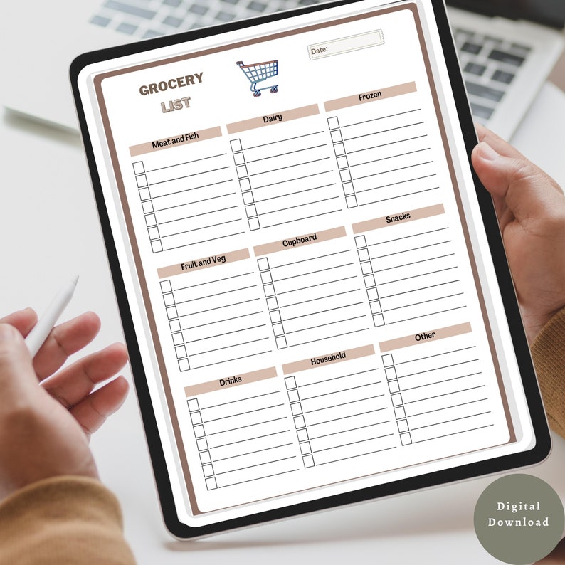 Grocery List Printable/ Digital Canva Grocery Template - Etsy UK
