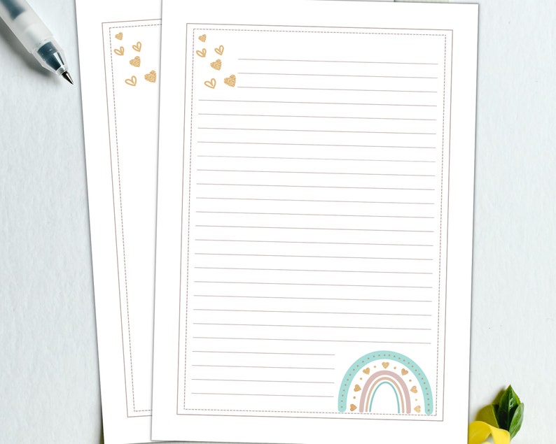 Rainbow Stationery: Lined & Unlined Writing Paper (digital Download) - Etsy