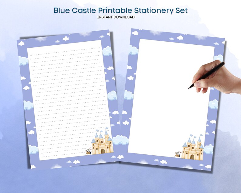 Blue Castle Stationery Set: Lined & Unlined (digital Download) - Etsy