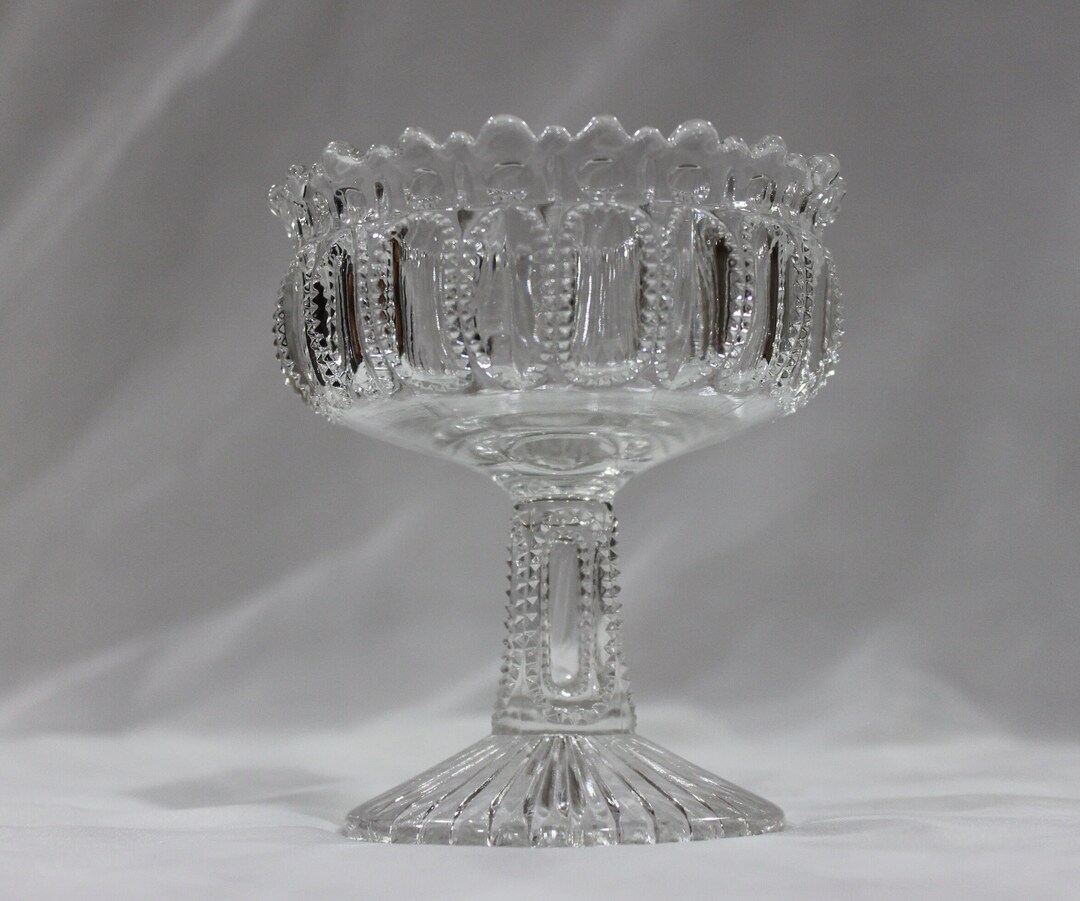 EAPG National Glass Company Prize Pattern Clear Compote Pedestal ...