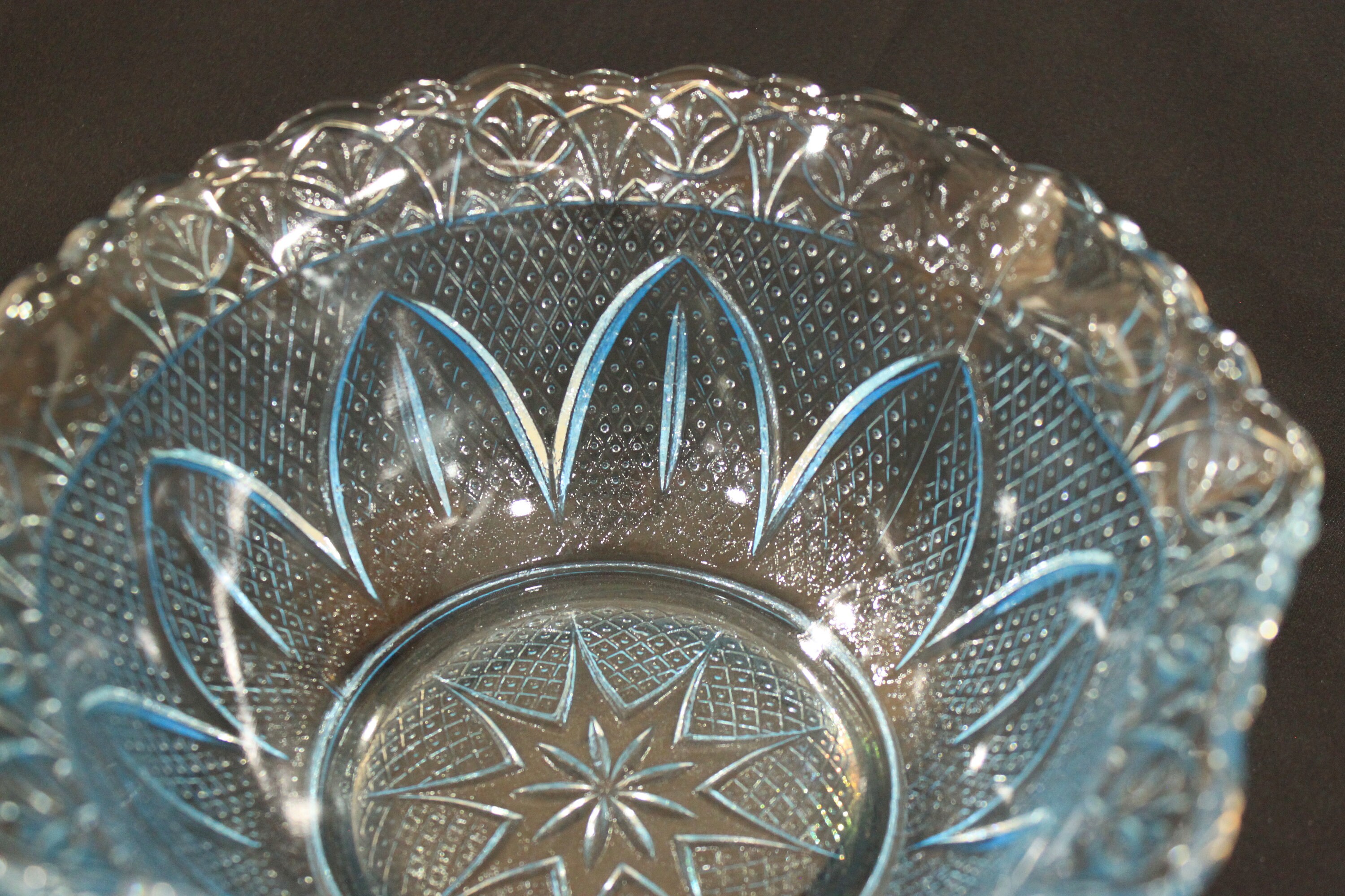 Vintage Fenton Princess House Pattern Decorative Bowl With Scalloped ...