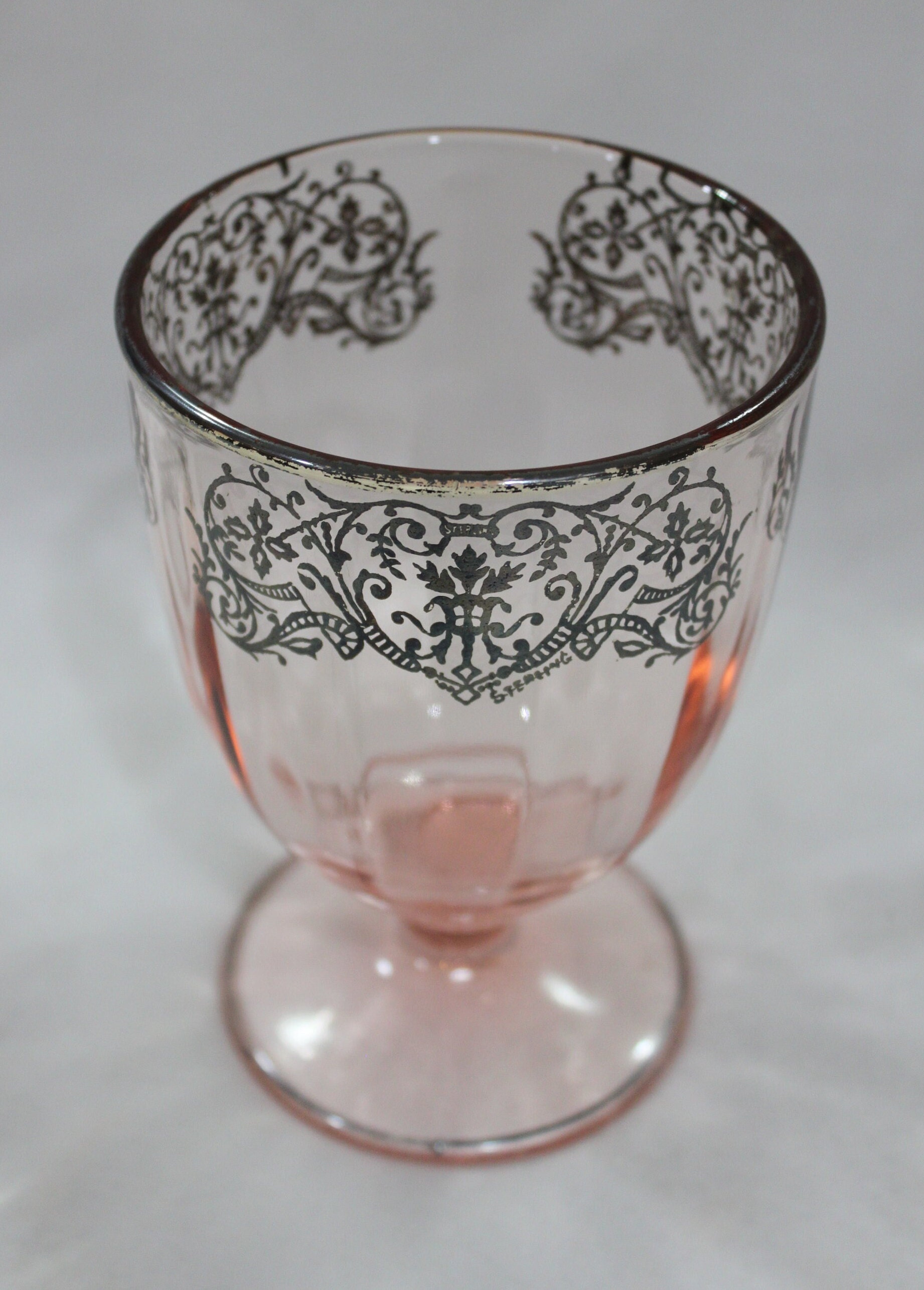 Pink Depression Glass Compote Dish With Sterling Silver - Etsy