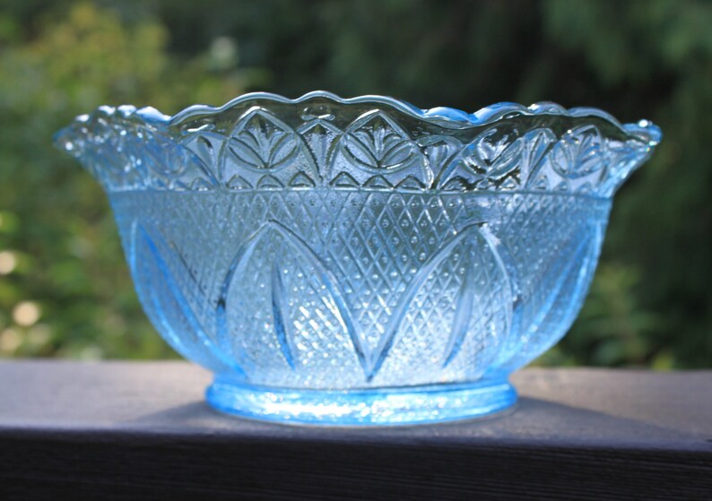 Vintage Fenton Princess House Pattern Decorative Bowl With Scalloped ...