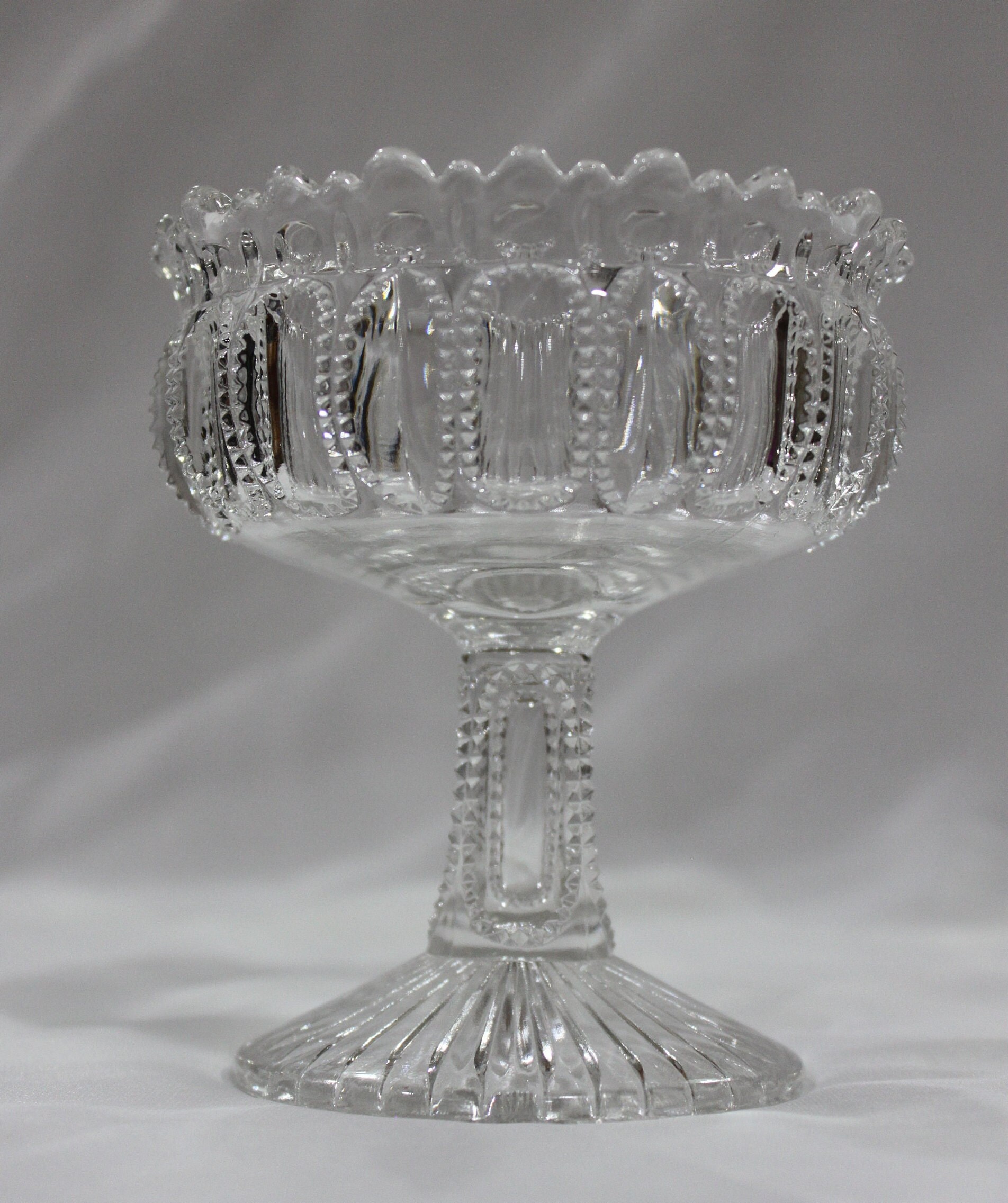 EAPG National Glass Company Prize Pattern Clear Compote Pedestal ...