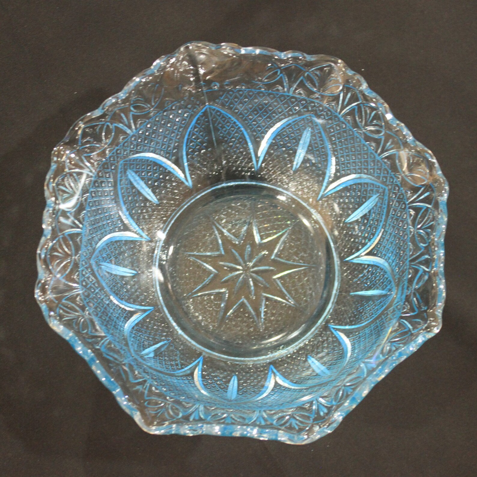 Vintage Fenton Princess House Pattern Decorative Bowl With Scalloped ...