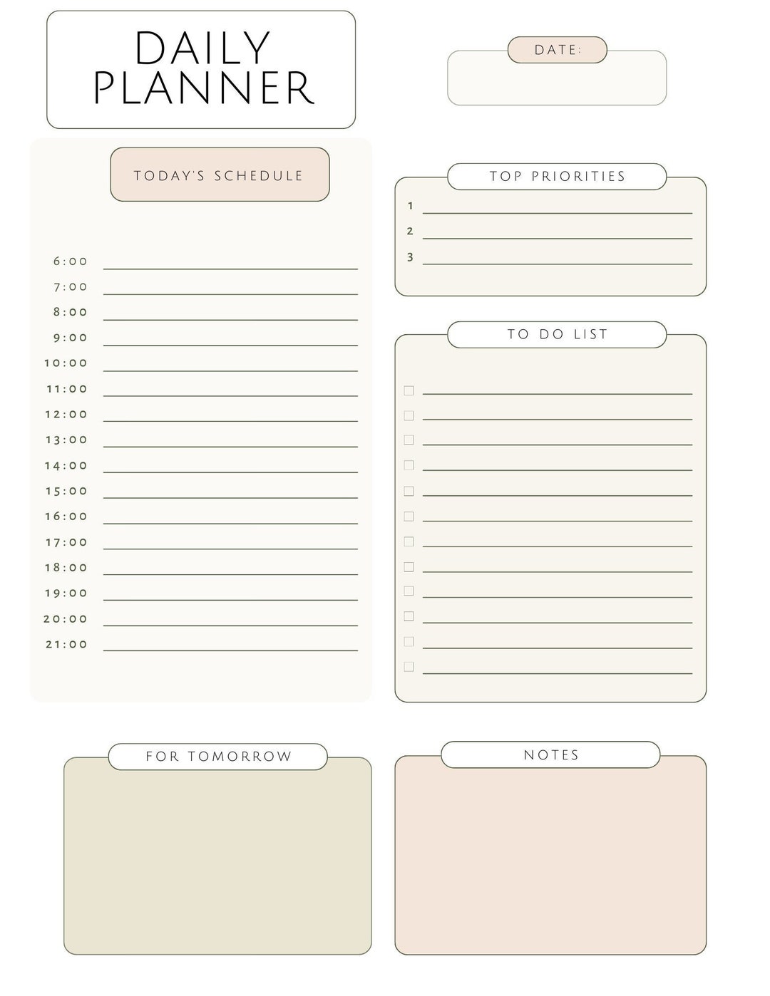 Printable Daily to Do List, Instant Download, Productivity Planner ...