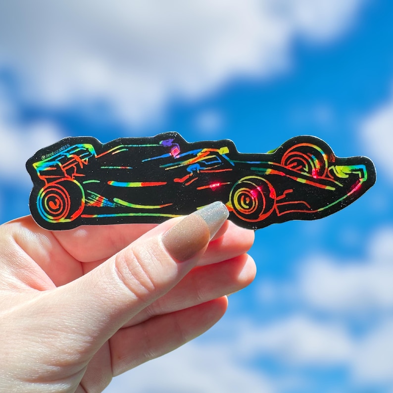 F1 Sticker | Scratch Art Rainbow F1 Car Sticker | Cute F1 Sticker for ...
