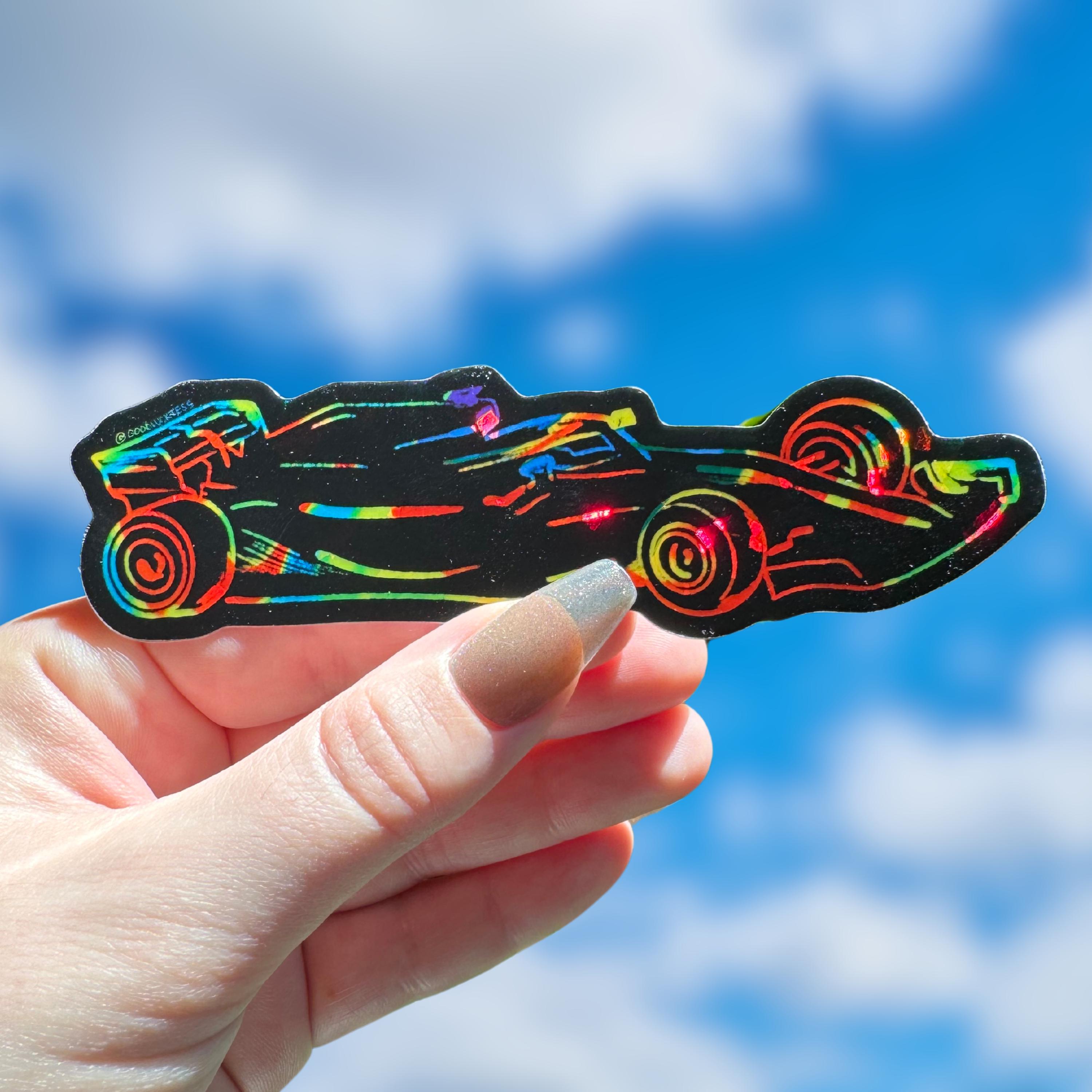 F1 Sticker | Scratch Art Rainbow F1 Car Sticker | Cute F1 Sticker for ...