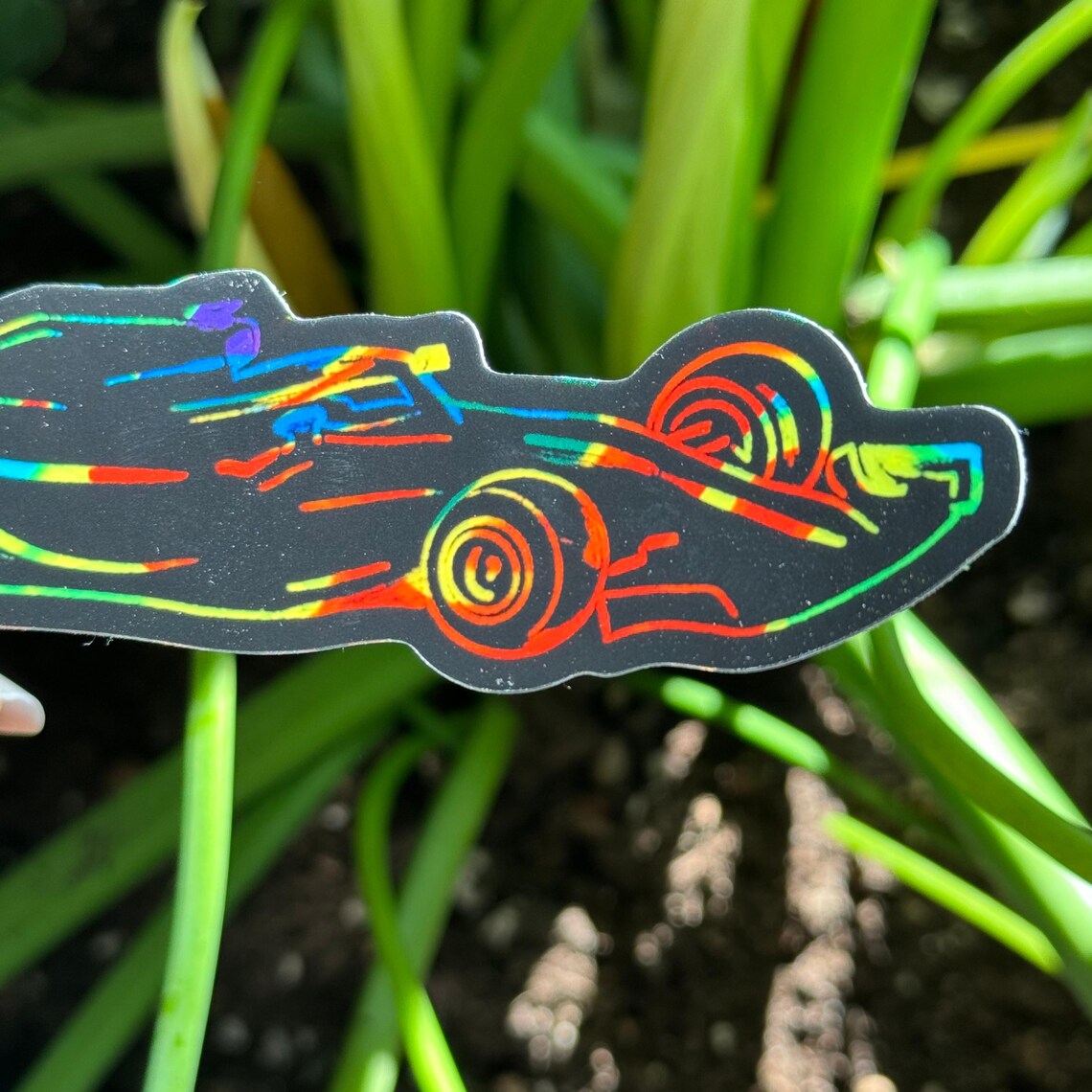 F1 Sticker | Scratch Art Rainbow F1 Car Sticker | Cute F1 Sticker for ...