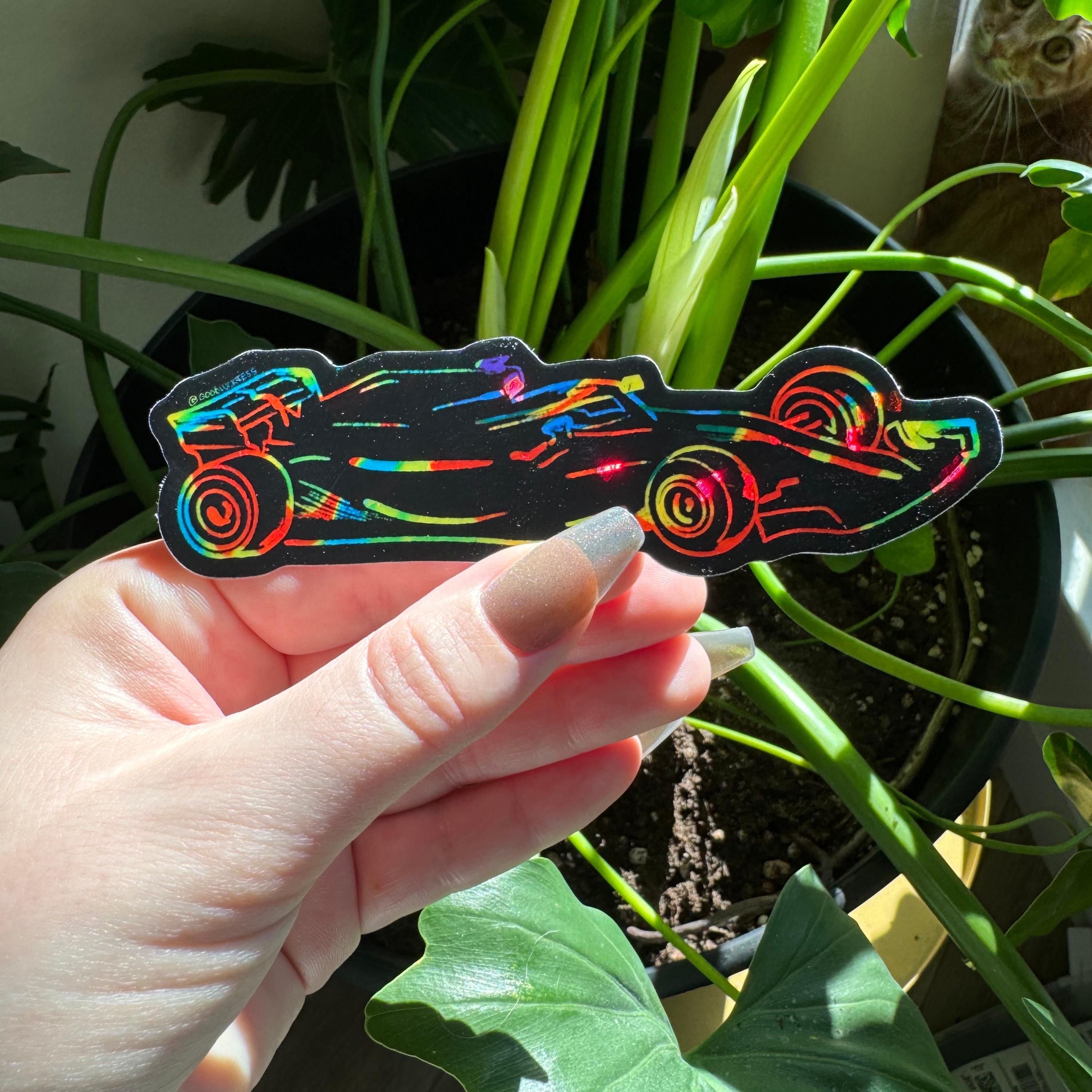 F1 Sticker | Scratch Art Rainbow F1 Car Sticker | Cute F1 Sticker for ...