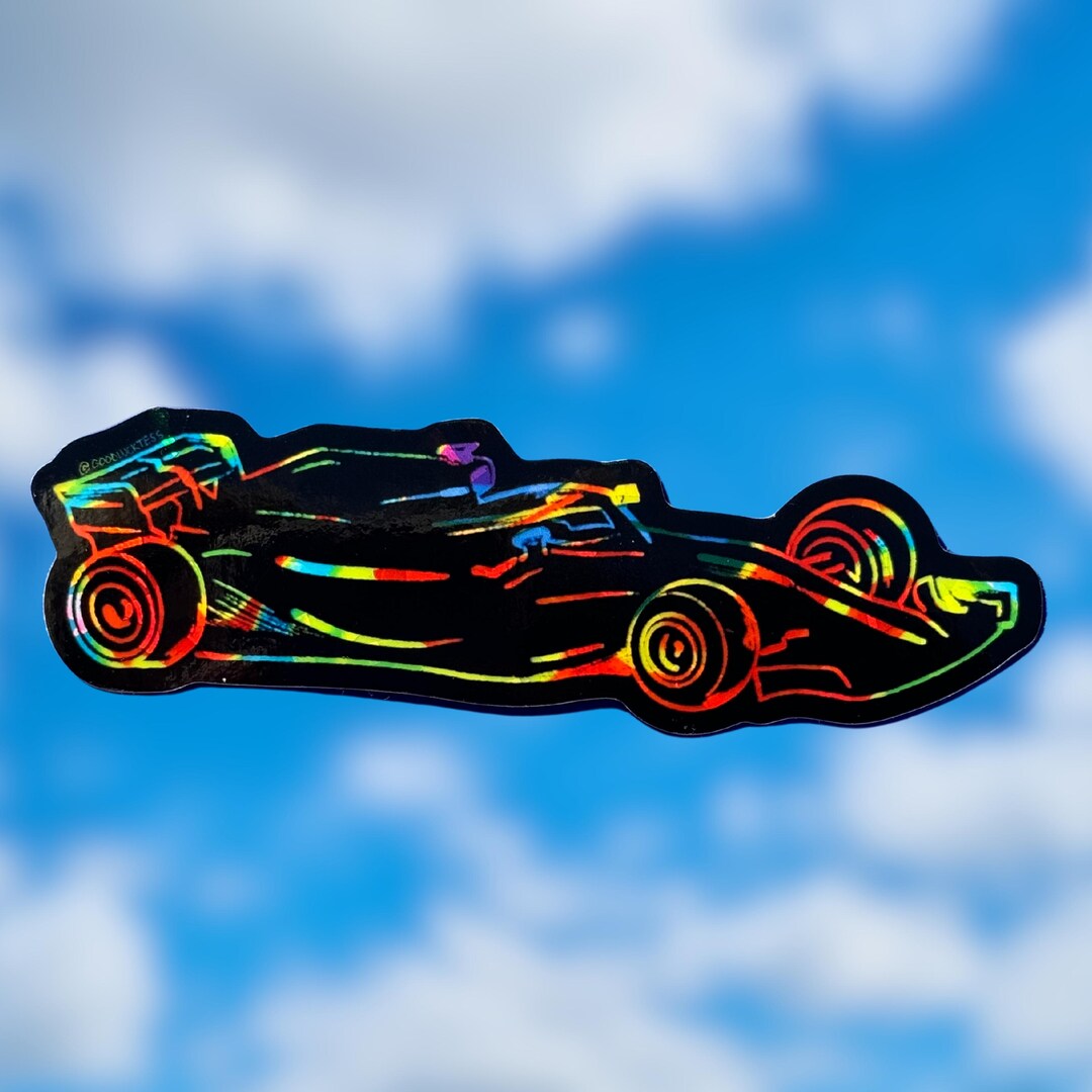 F1 Sticker | Scratch Art Rainbow F1 Car Sticker | Cute F1 Sticker for ...