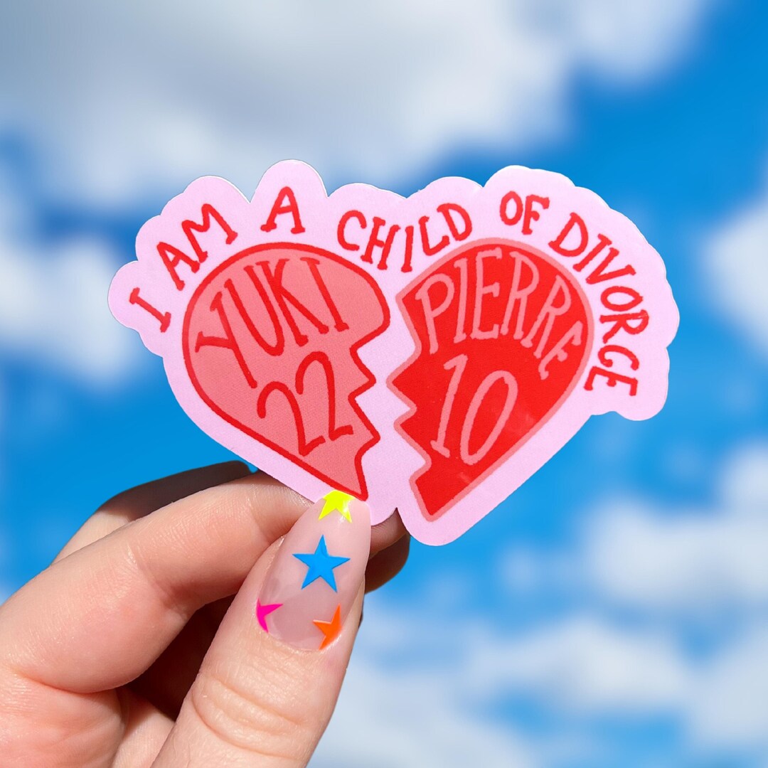 Yuki and Pierre "child of Divorce" Sticker | Cute Formula One Sticker ...