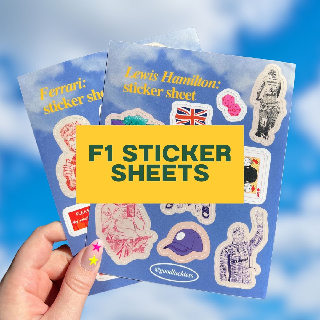 F1 Sticker Sheets | Cute F1 Sticker for Notebooks, Water Bottles ...