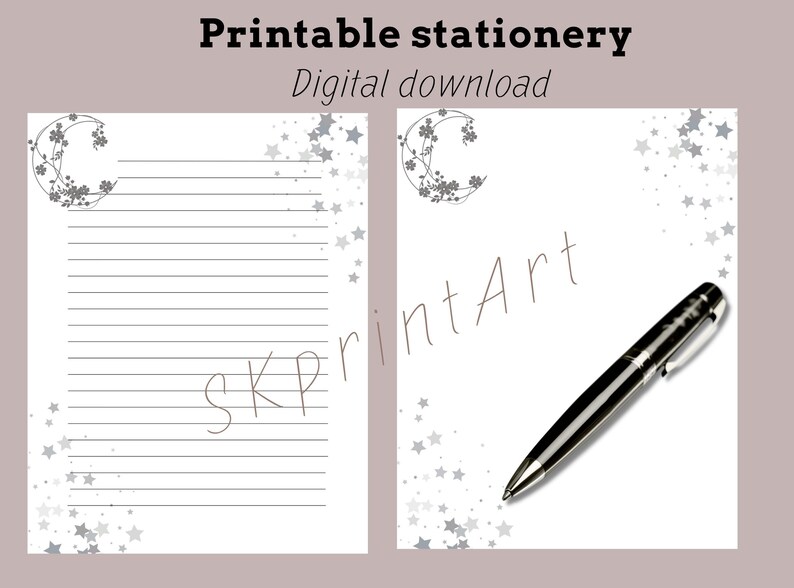 Letter Writing Set Moon and Stars Printable Stationery - Etsy