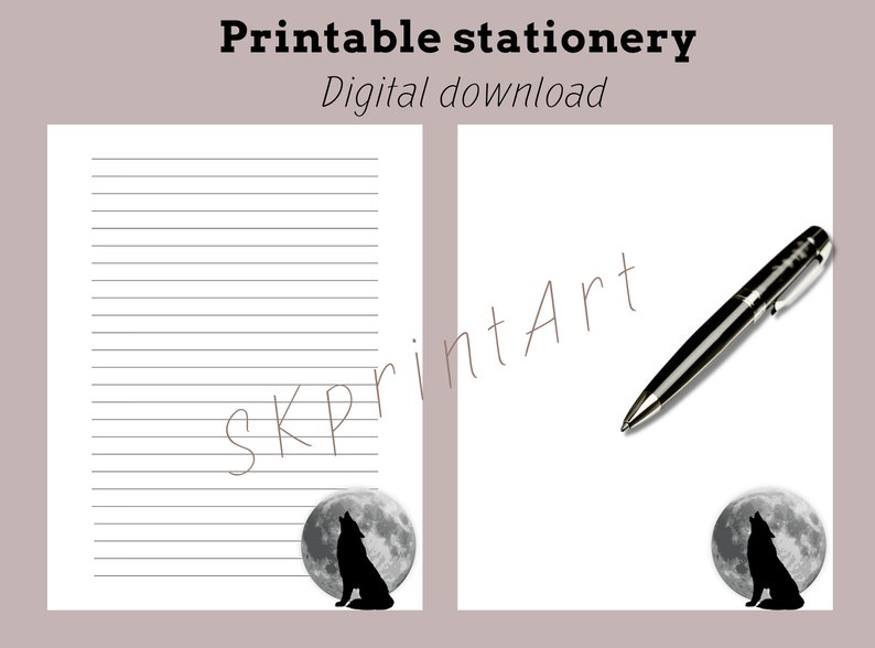 Letter Writing Set, Moon and Stars Printable Stationery, Bundle Lined ...