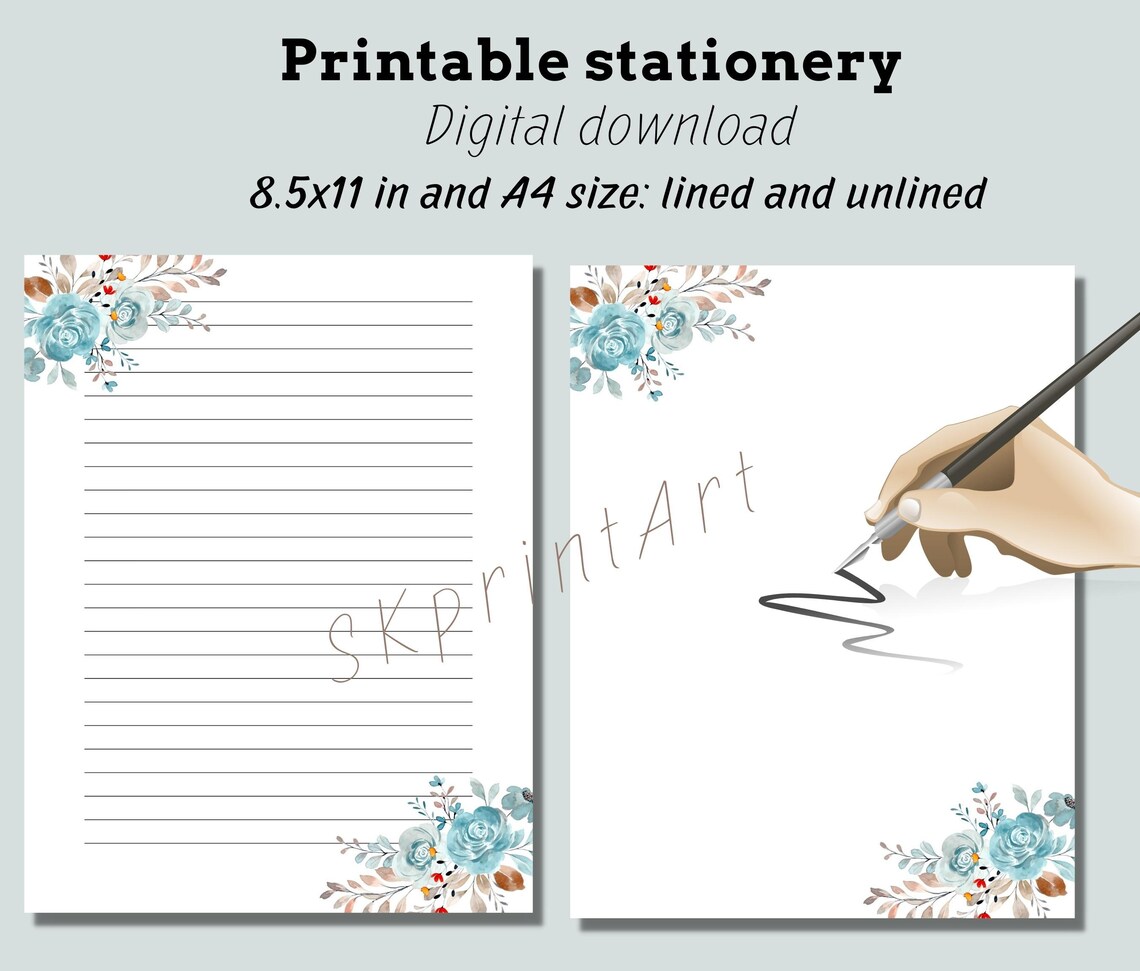Set Printable Stationery Letter Writing Bundle Floral - Etsy