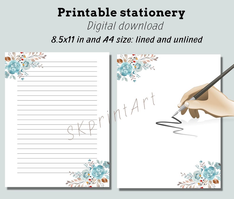 Set Printable Stationery Letter Writing Bundle Floral - Etsy