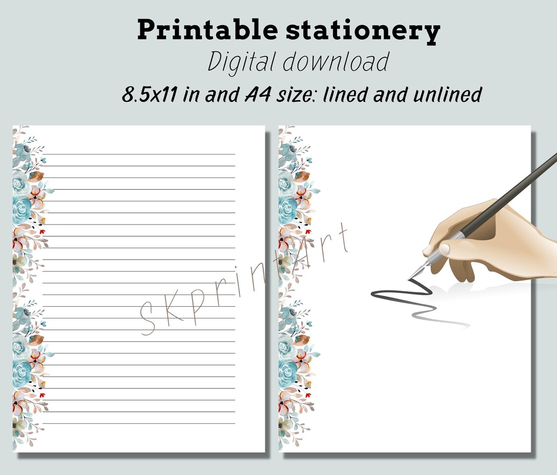 Set Printable Stationery Letter Writing Bundle Floral - Etsy