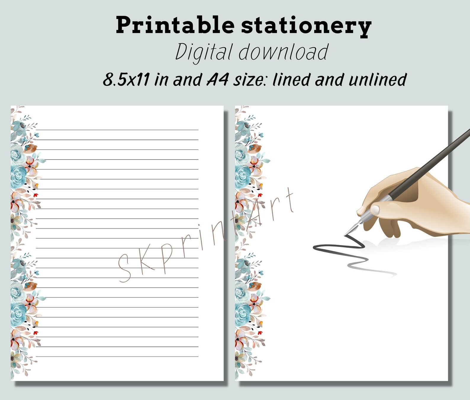 Set Printable Stationery Letter Writing Bundle Floral - Etsy