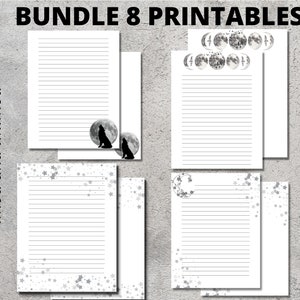 Letter Writing Set, Moon and Stars Printable Stationery, Bundle Lined ...