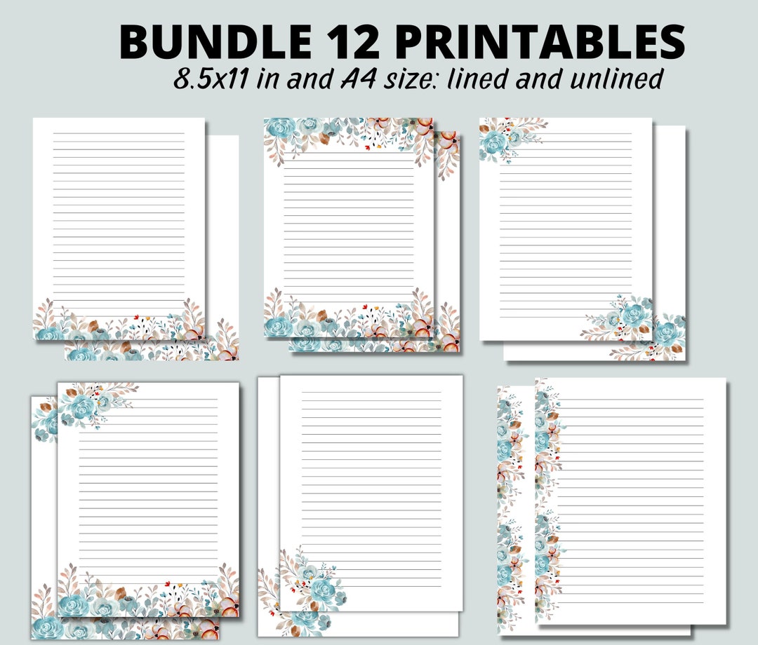 Set Printable Stationery Letter Writing Bundle Floral - Etsy