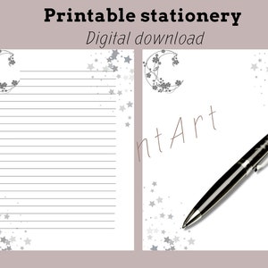 Letter Writing Set, Moon and Stars Printable Stationery, Bundle Lined ...