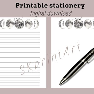 Letter Writing Set, Moon and Stars Printable Stationery, Bundle Lined ...