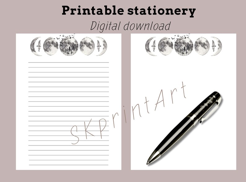Letter Writing Set, Moon and Stars Printable Stationery, Bundle Lined ...
