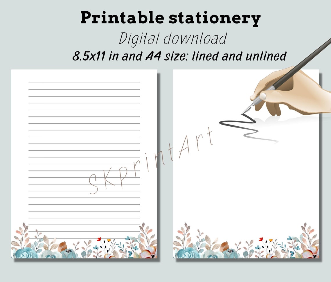 Set Printable Stationery Letter Writing Bundle Floral - Etsy