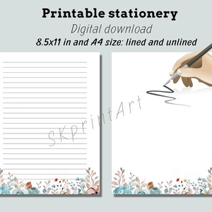 Set Printable Stationery Letter Writing Bundle Floral - Etsy