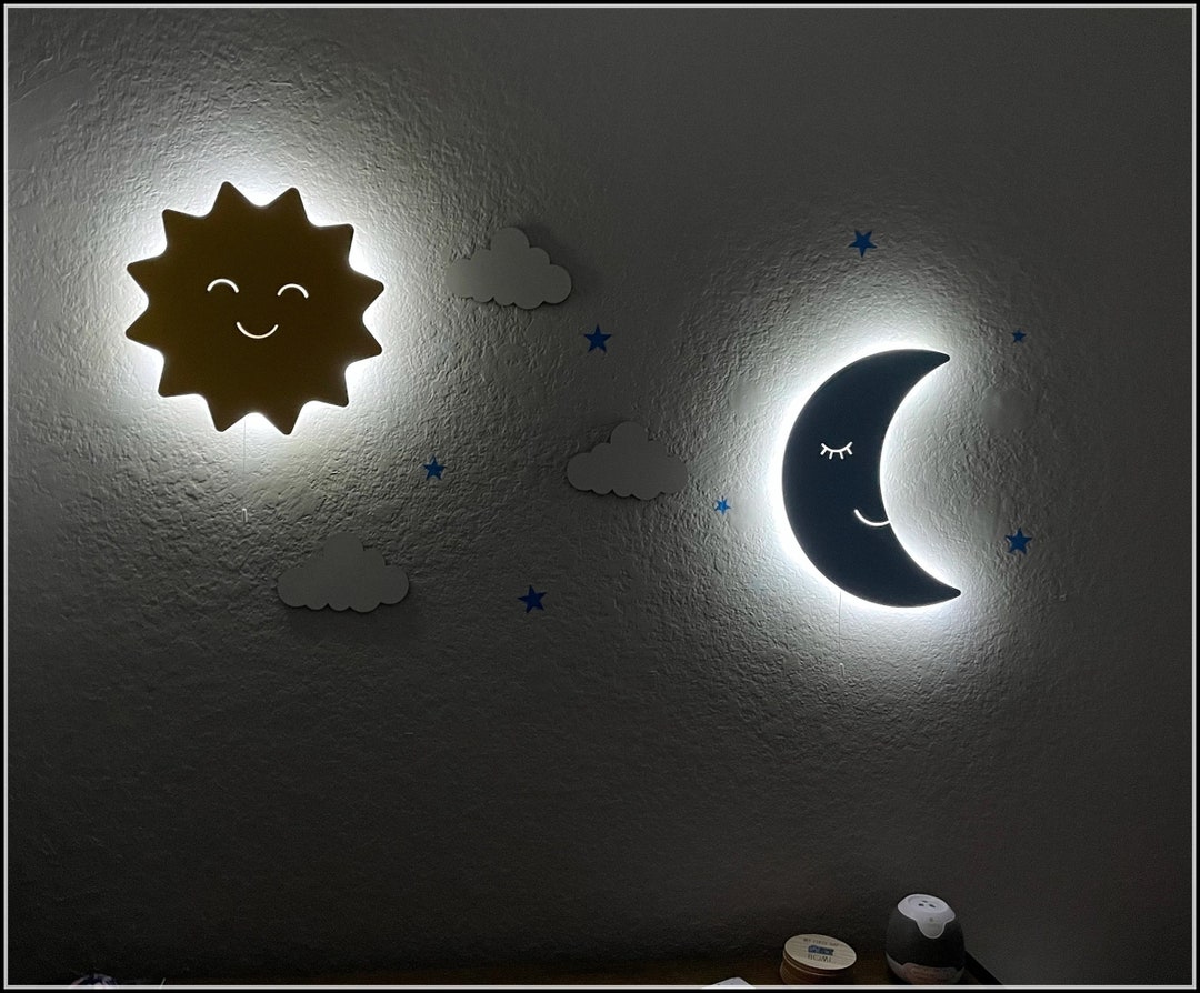 Set of 2; Sun Lamp, Moon Lamp, Baby Room Light, Nursery Wall Lamp ...