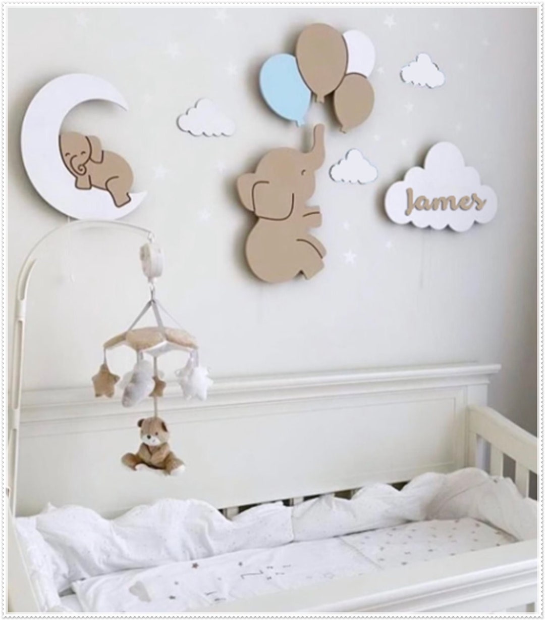 Set of 4 Baby Room Light, Baby Night Light, Cloud Light, Elephant Baby ...