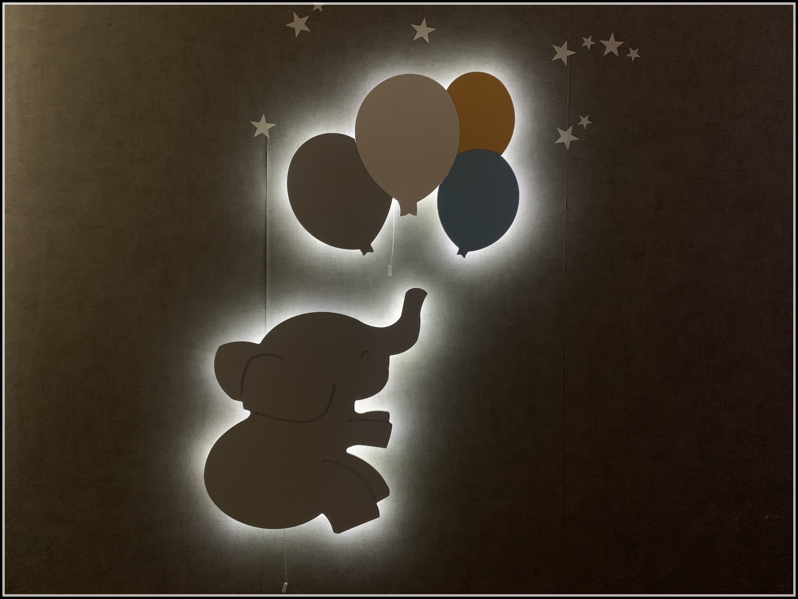 Elephant Nursery Decor, Balloon Lamp, Nursery Wall Decor, Baby Night ...