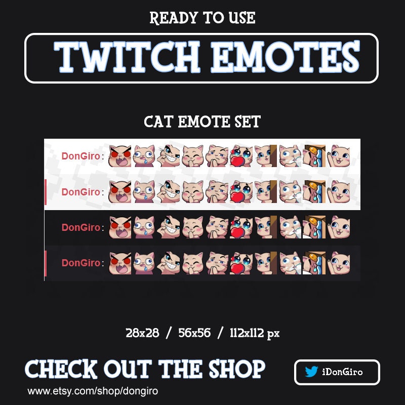 Cat Twitch Emotes Adorable Twitch Emotes angry Derp Flex - Etsy