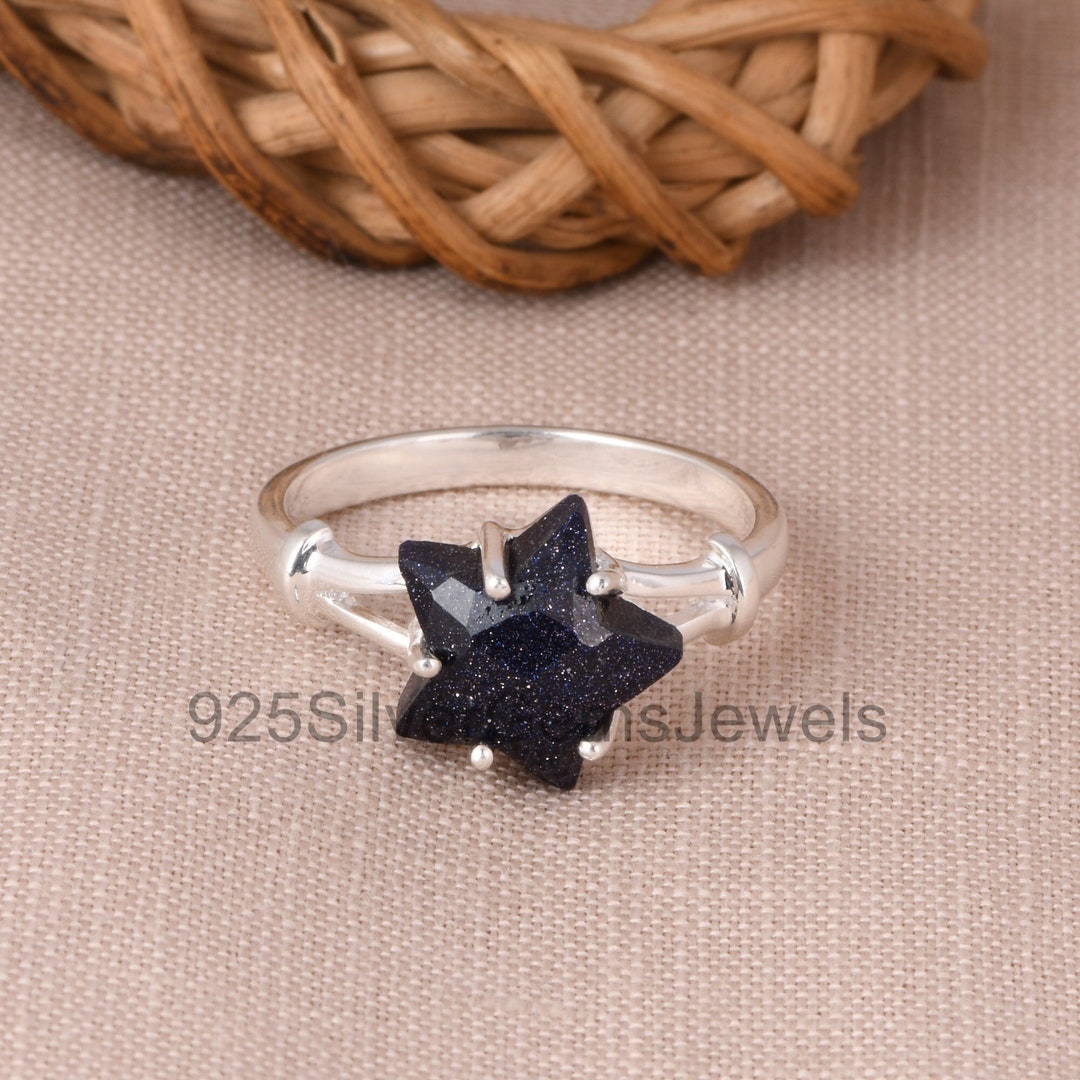 Antique Blue Sunstone Star Ring, 925 Sterling Silver Ring, Handmade ...