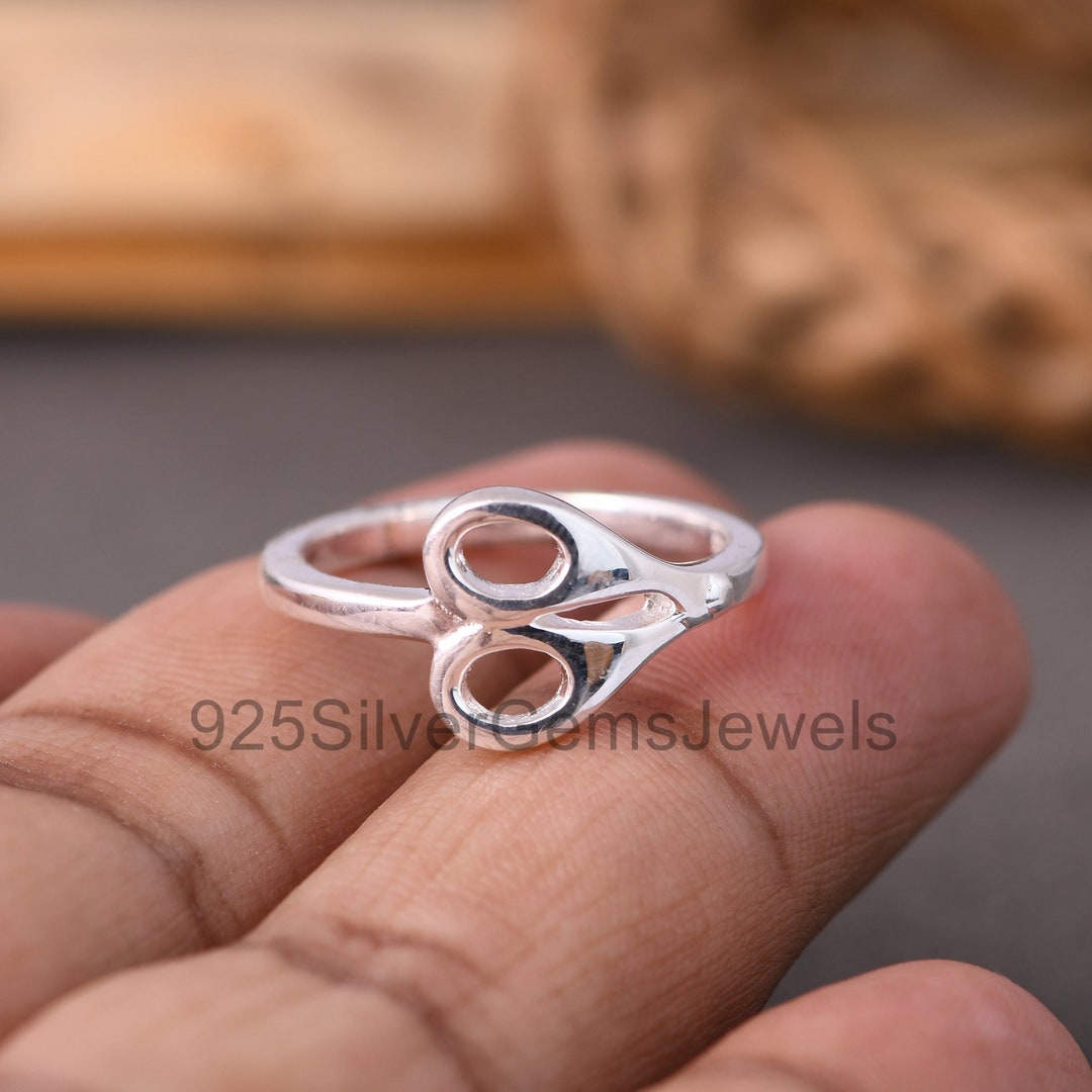 Hammered Scissor Ring Open Ring Geometric Midi Ring Silver - Etsy