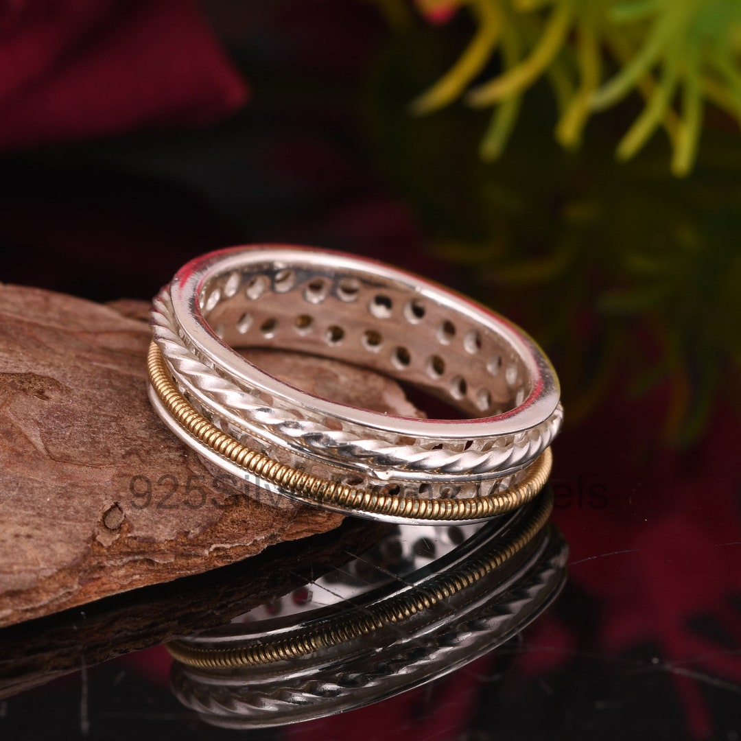 Two Tone Spinner Ring, Wired Fidget Meditation Ring for Love, Anxiety ...