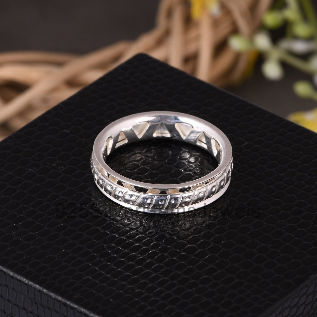 Solid Silver Spinner Band Ring, Rotating Fidget Spinning Ring, Fiddle ...