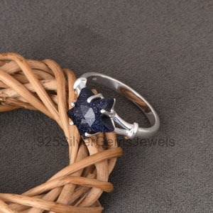 Antique Blue Sunstone Star Ring, 925 Sterling Silver Ring, Handmade ...