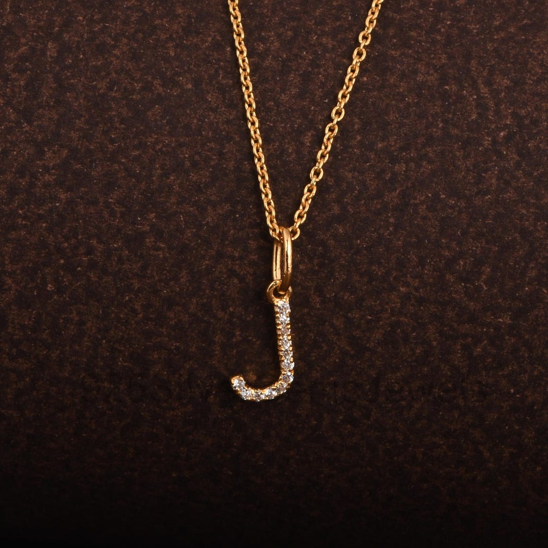J Alphabet Letter Pendent, 14K Solid Gold Necklace, Personalized ...