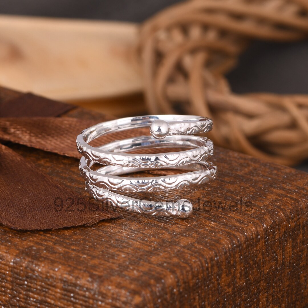 Dainty Grooved Spiral Triple Band Ring, Silver Ring, Triple Rolling ...