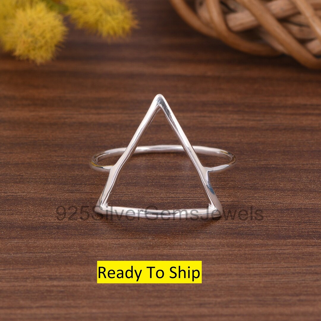 Triangle Ring, Silver Triangle Ring, Open Triangle Ring, Modern ...